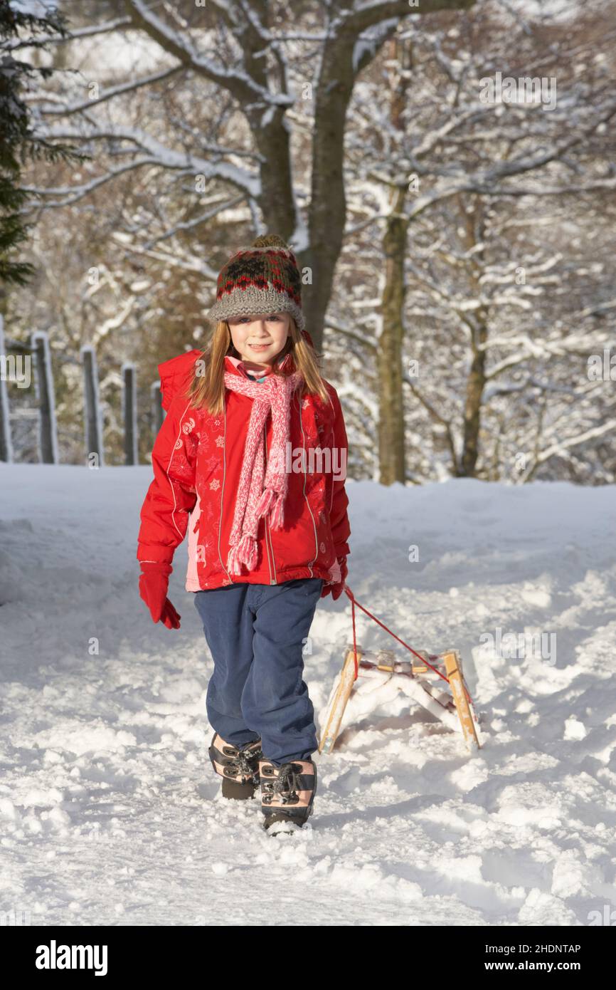 girl, sledding, girls Stock Photo - Alamy