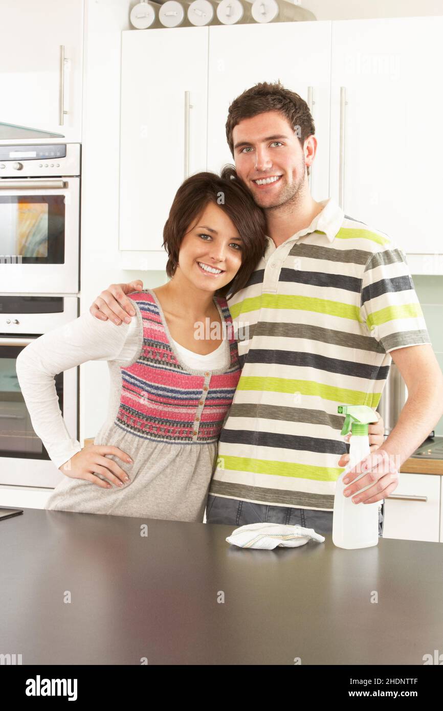 couple, embracing, house work, pairs, cuddling, hug, hugging ...