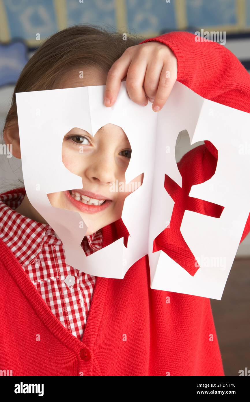 handicrafts, cut out, school child, handicraft, cut outs, school childs Stock Photo - Alamy