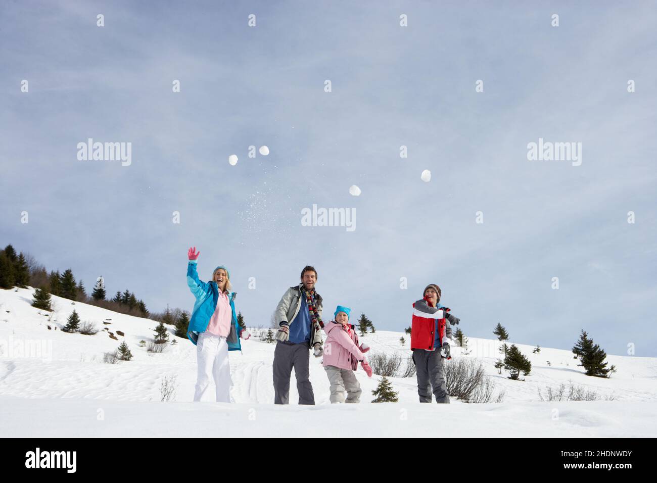 family, winter holidays, snowball fight, families, snowball fights ...