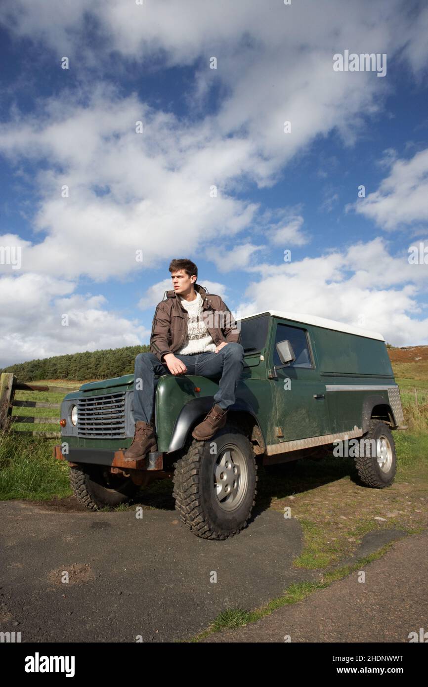 young man, off road vehicle, rural scene, guy, man, men, young, off ...