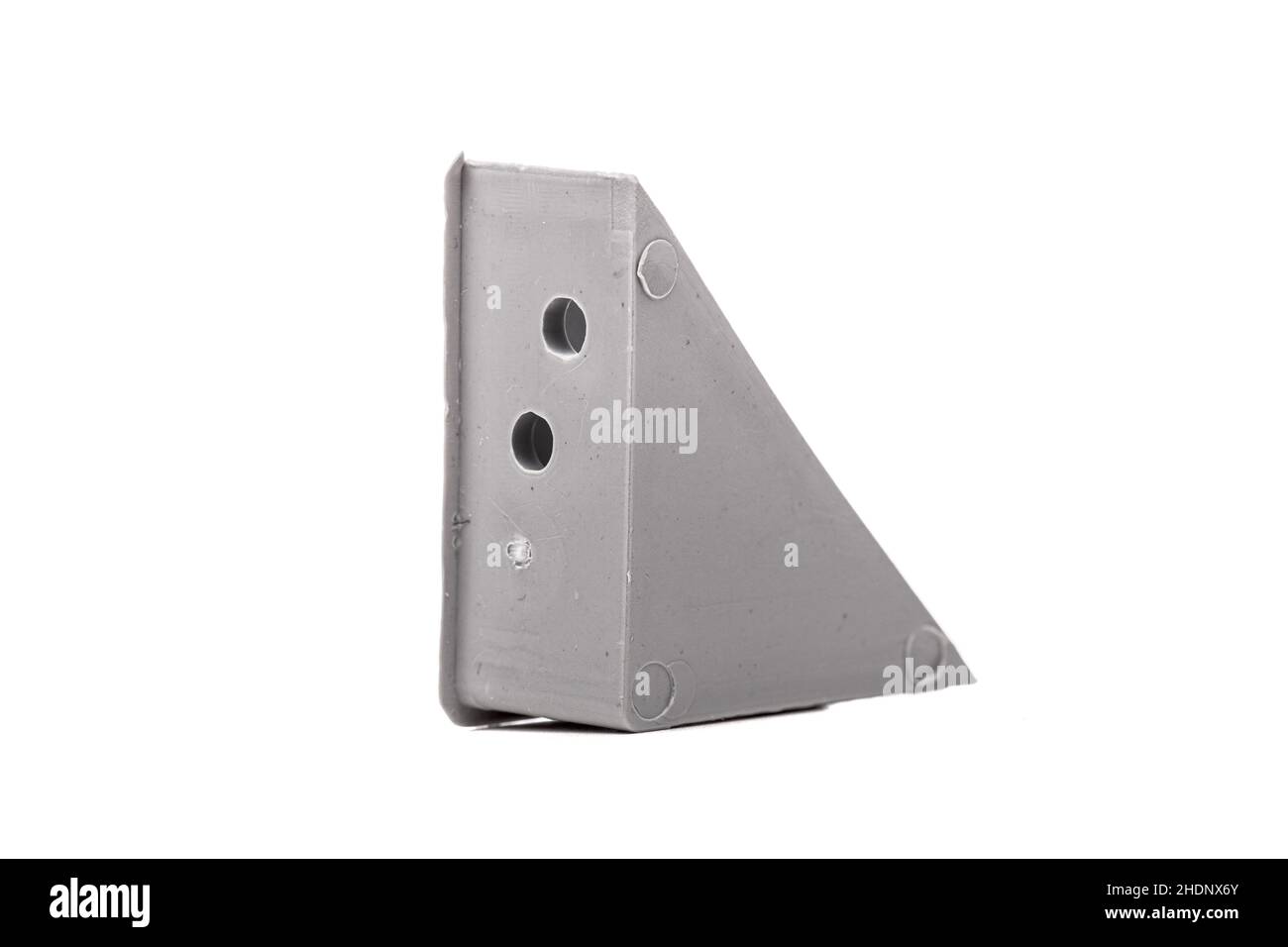 Plastic corner joint for pvc mosquito net door frame mounting. Closeup ...