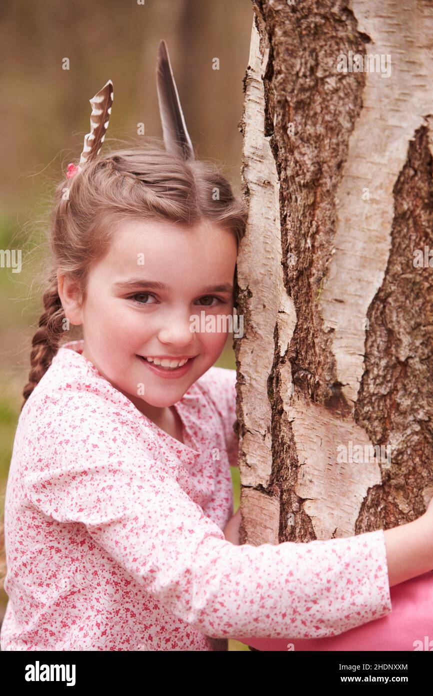 girl, embracing, tree, girls, cuddling, hug, hugging, trees Stock Photo ...