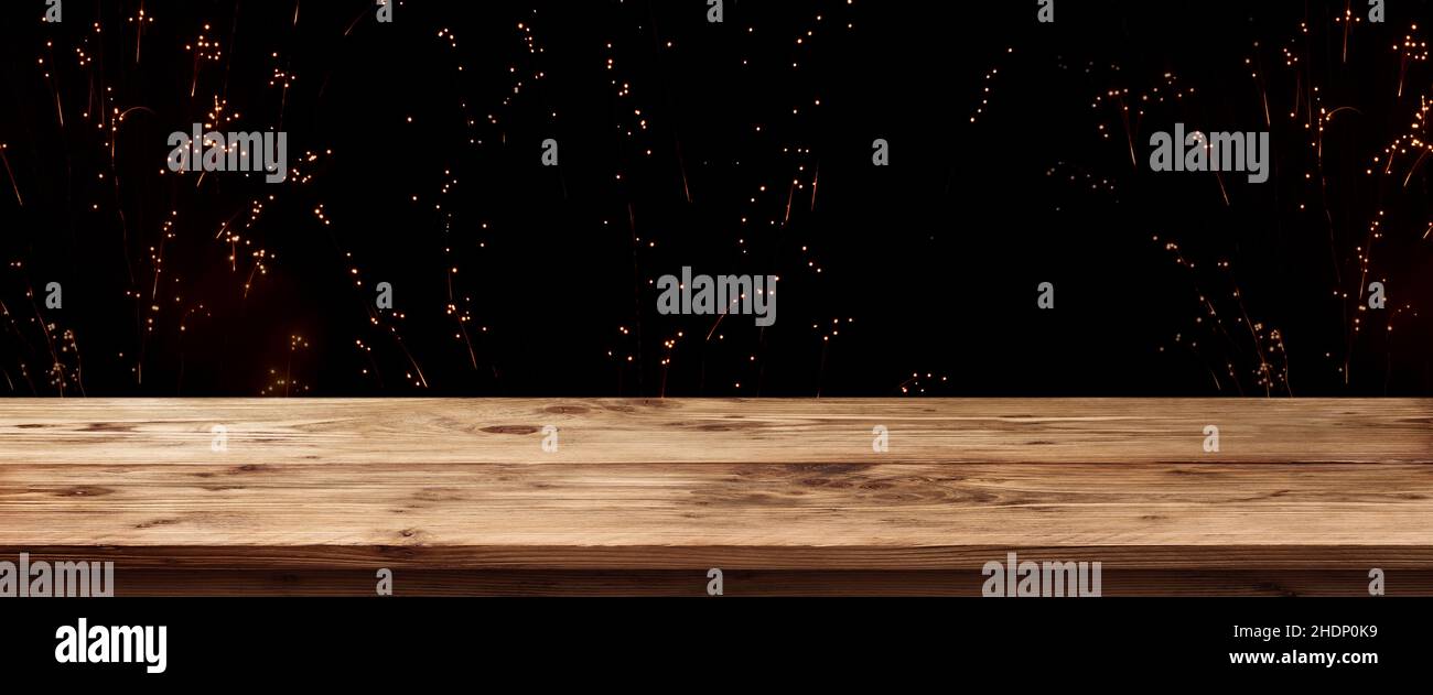 lights, firework display, wooden table, light, firework displays ...