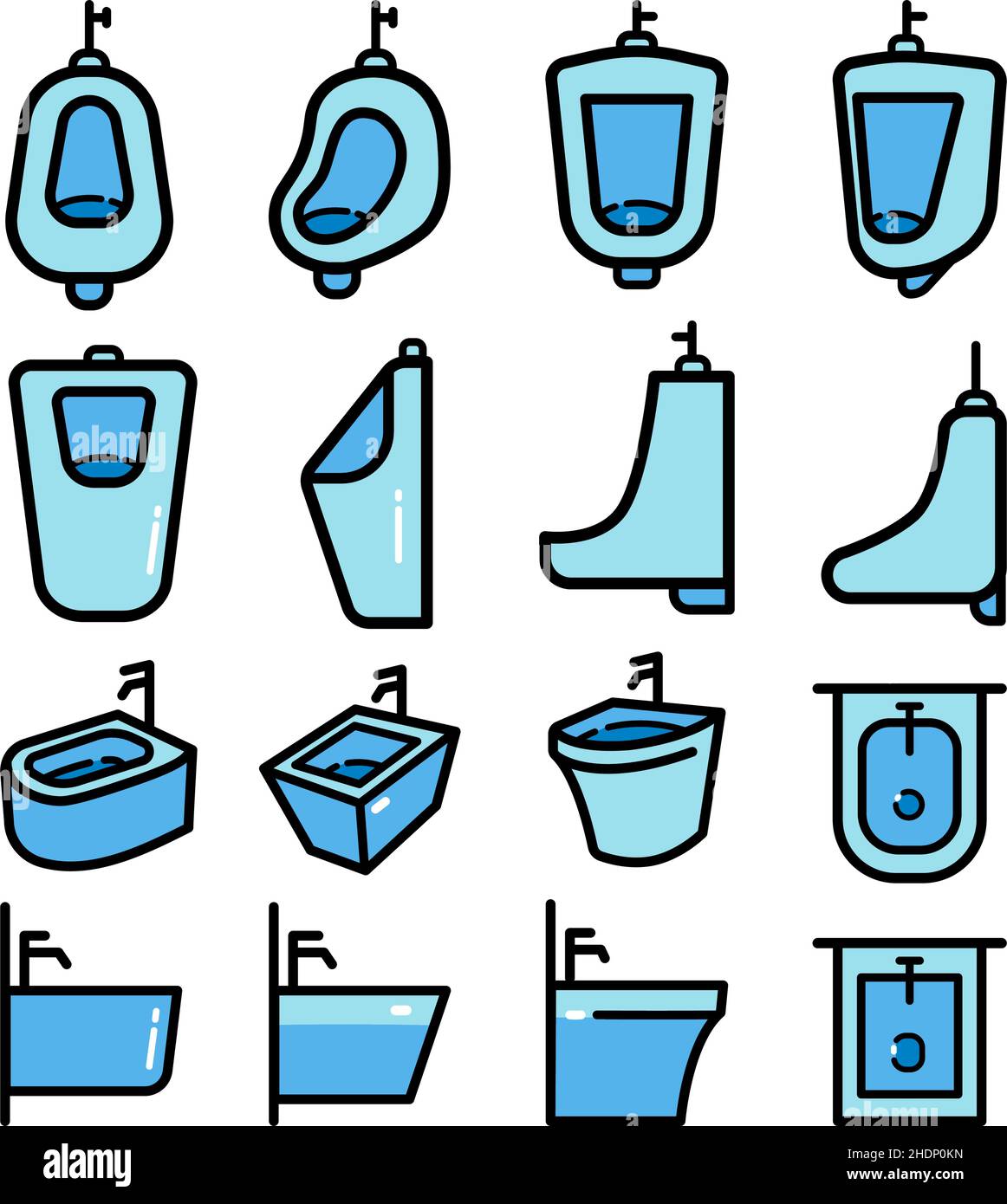 Urinal color icon set isolated on white background. Vector sign, symbol ...