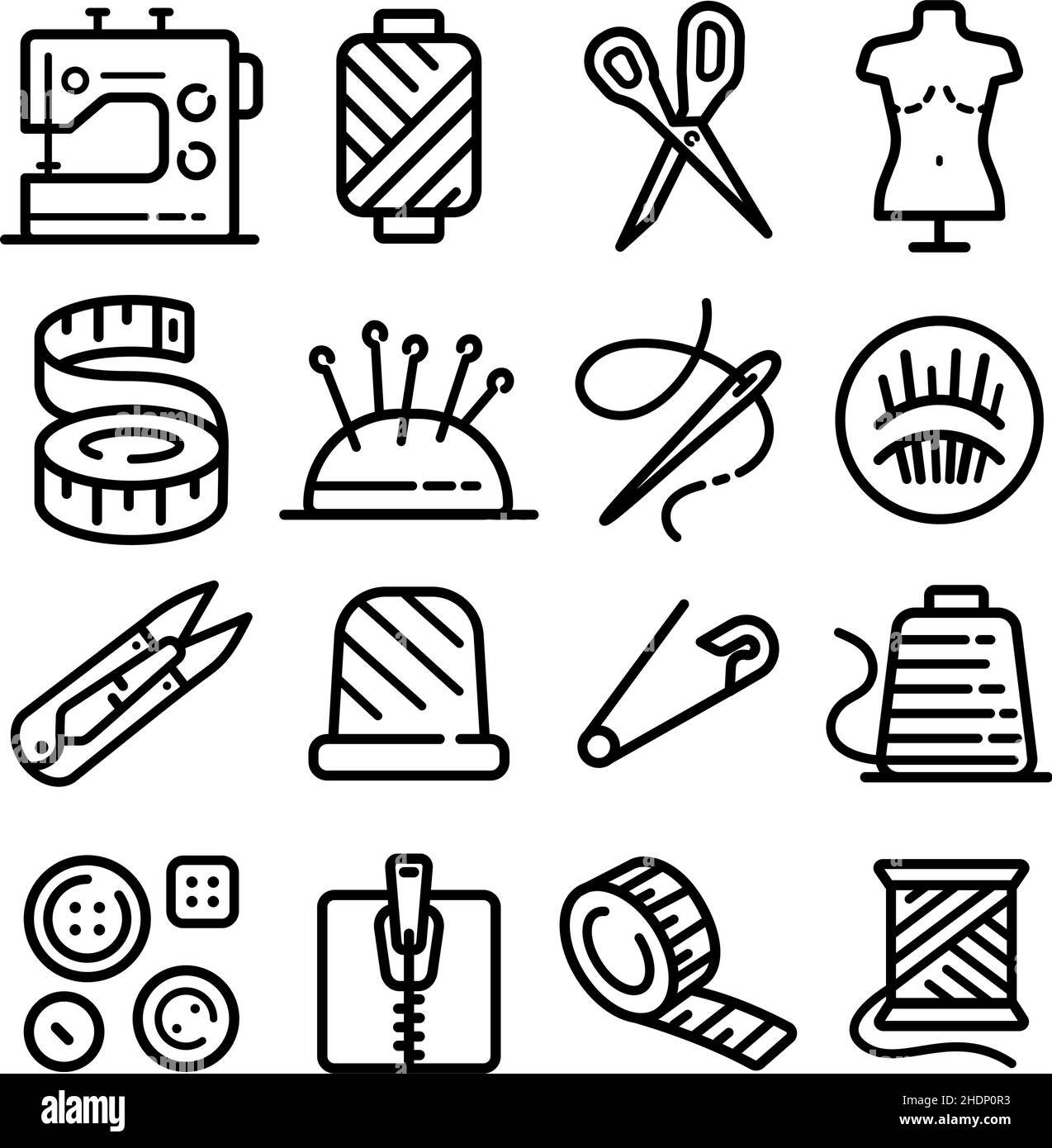 Sewing Related Icons Set Sewing And Needlework Tools Vector Editable