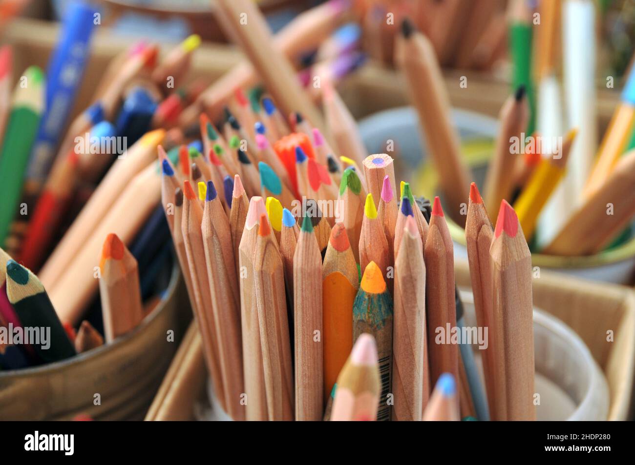 Pot of crayons hi-res stock photography and images - Alamy