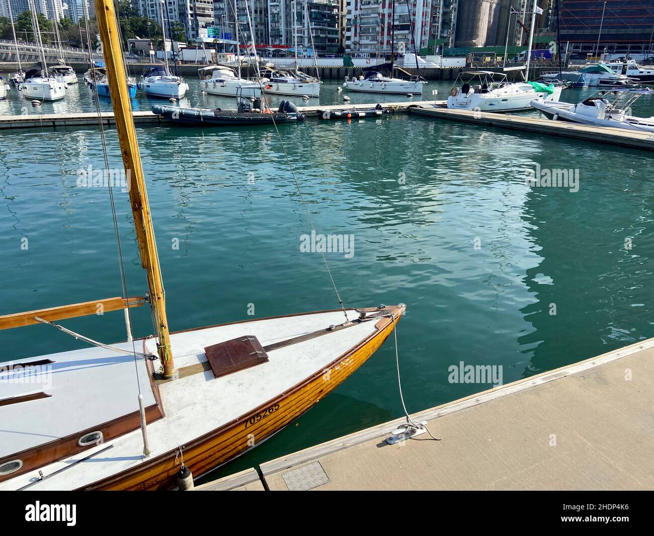 Luxury yacht packing on dock, Causeway Bay, Hong Kong Stock Photo - Alamy