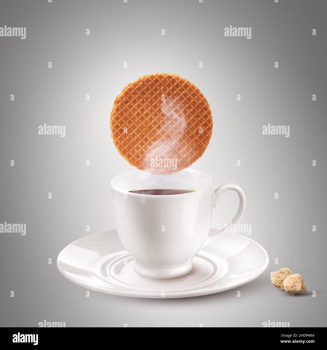 coffee, honey waffle, stroopwafel, coffees Stock Photo - Alamy
