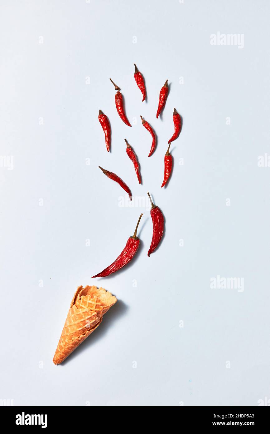 chili, ice cream wafer, tasting, ice-cream wafers Stock Photo - Alamy