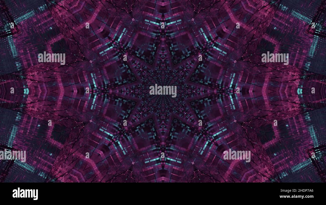 A 3D illustration of an octagonal star shaped kaleidoscopic pattern ...