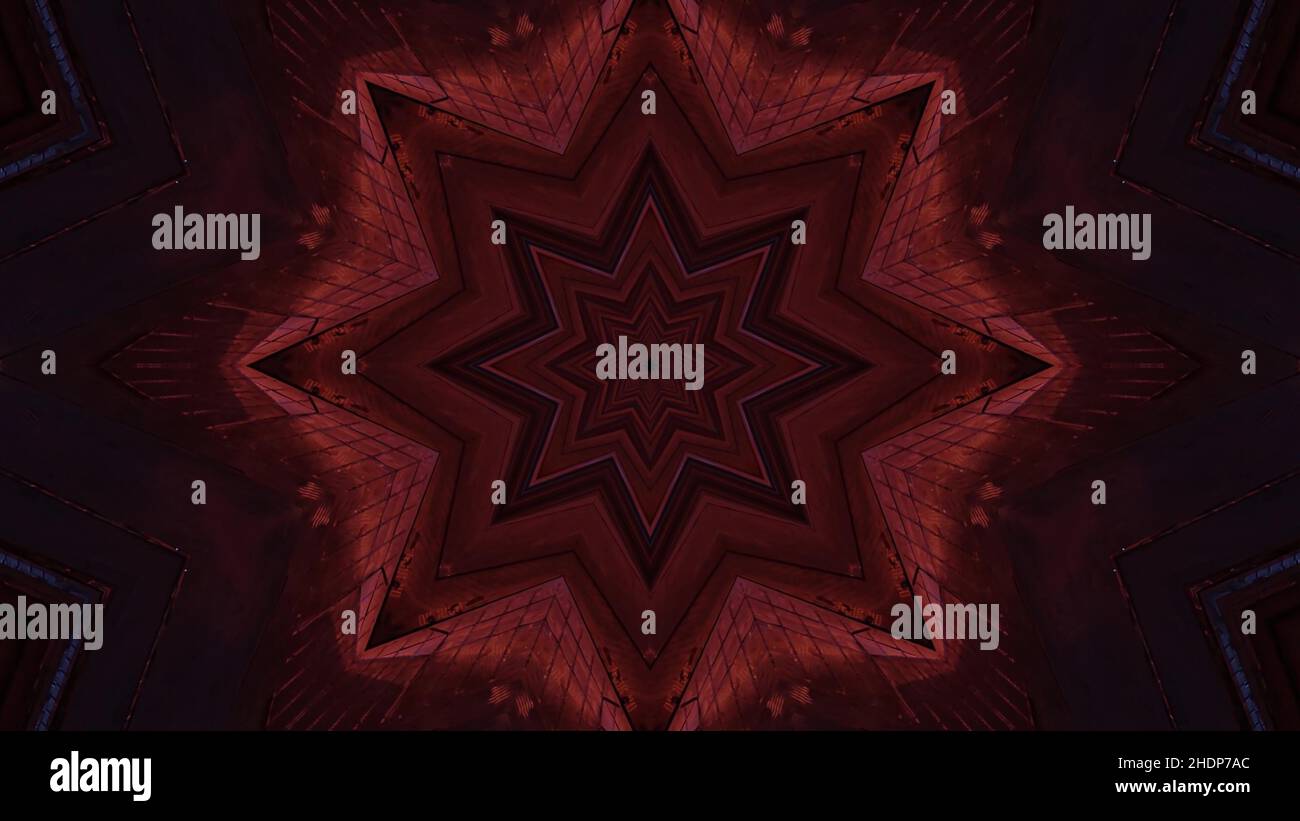 A 3D illustration of a octagonal star shaped kaleidoscopic pattern in ...