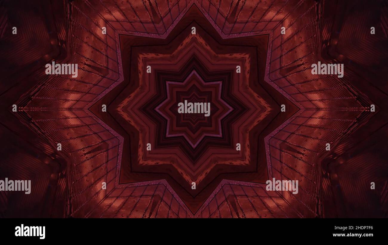 A 3D illustration of a octagonal star shaped kaleidoscopic pattern in ...