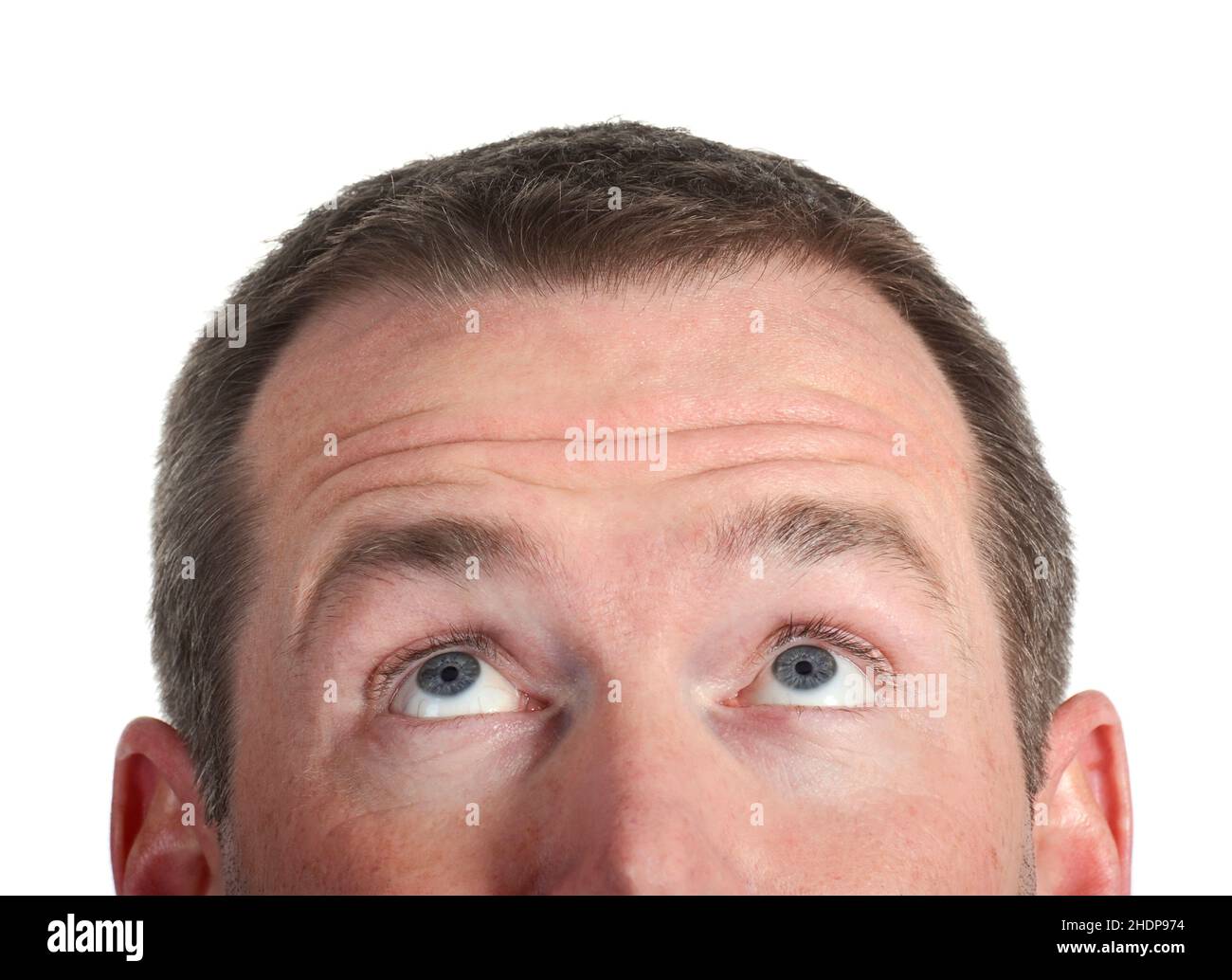 Eyes forehead man looking up hi-res stock photography and images - Alamy
