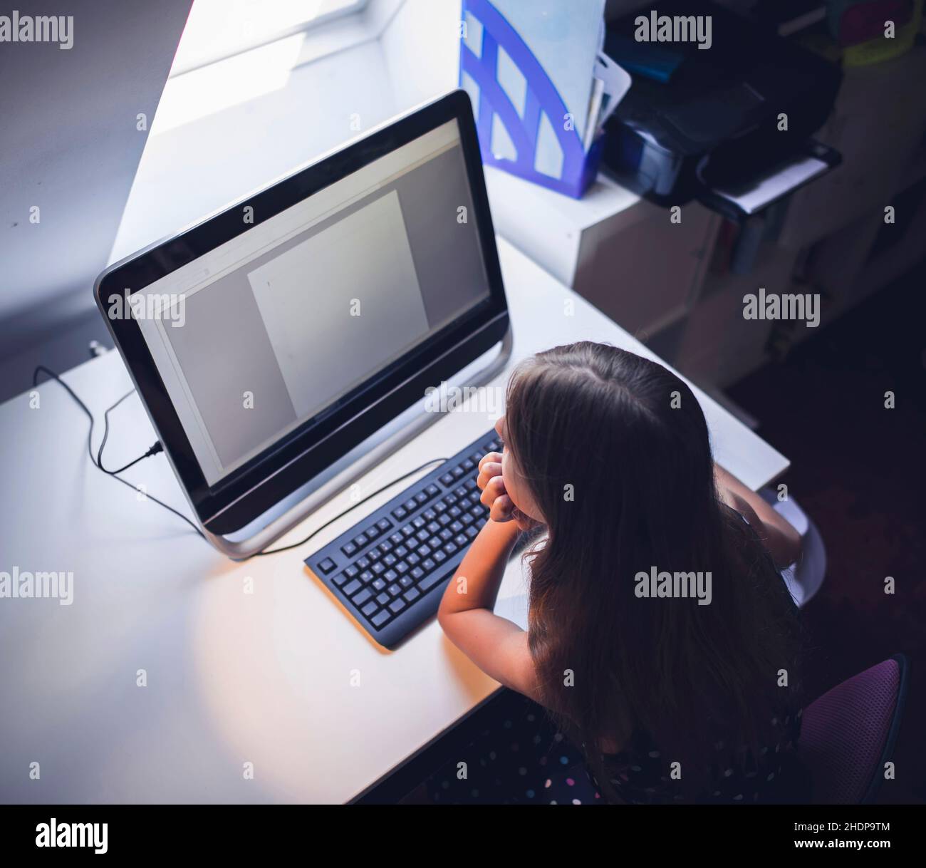 girl, pensive, computer, girls, pensives, computers, computing, pc ...