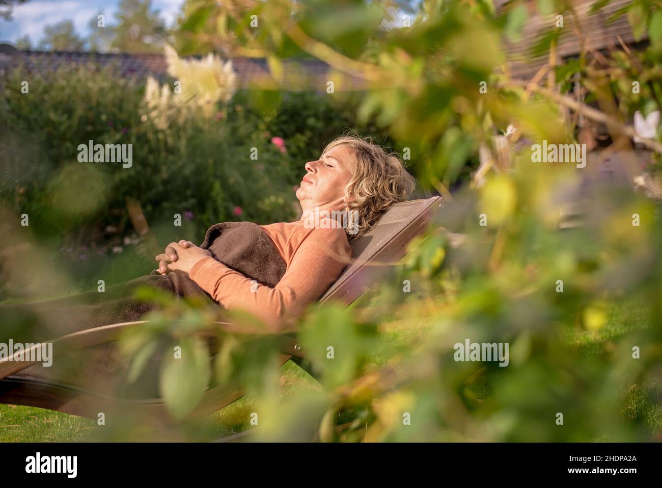 garden, deck chair, relax, gardens, deck chairs, relaxation Stock Photo ...