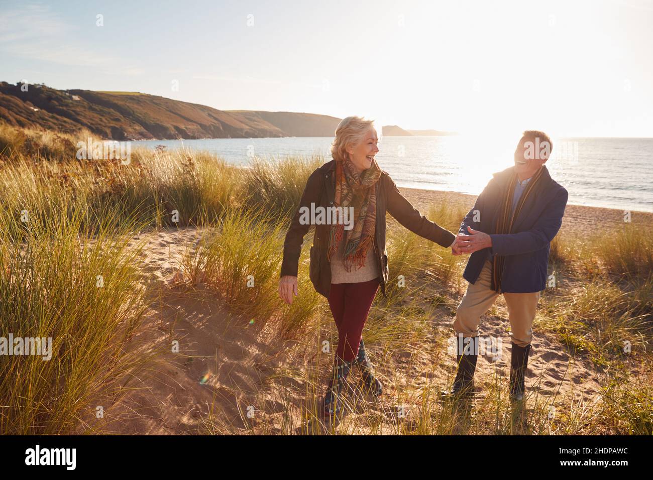 happy, walk, older couple, happies, walks, older couples Stock Photo ...