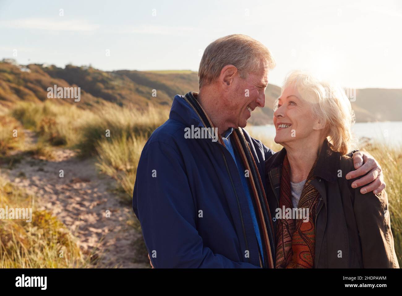 happy, walk, older couple, happies, walks, older couples Stock Photo ...