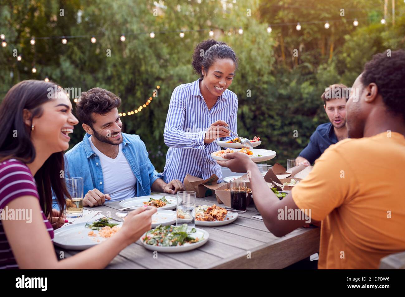 friends, serving, take away, garden party, friend, take aways, garden ...
