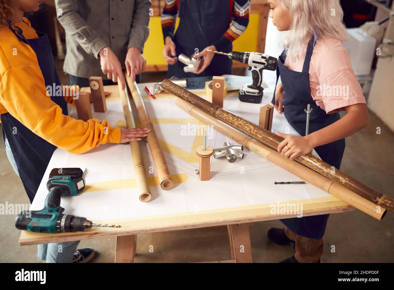 man made structure, workshop, draft, bamboo grove, construction, man ...