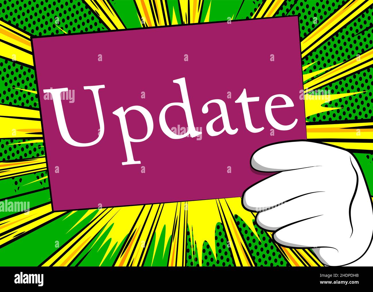 Hand holding banner with Update text. Man showing billboard Stock ...