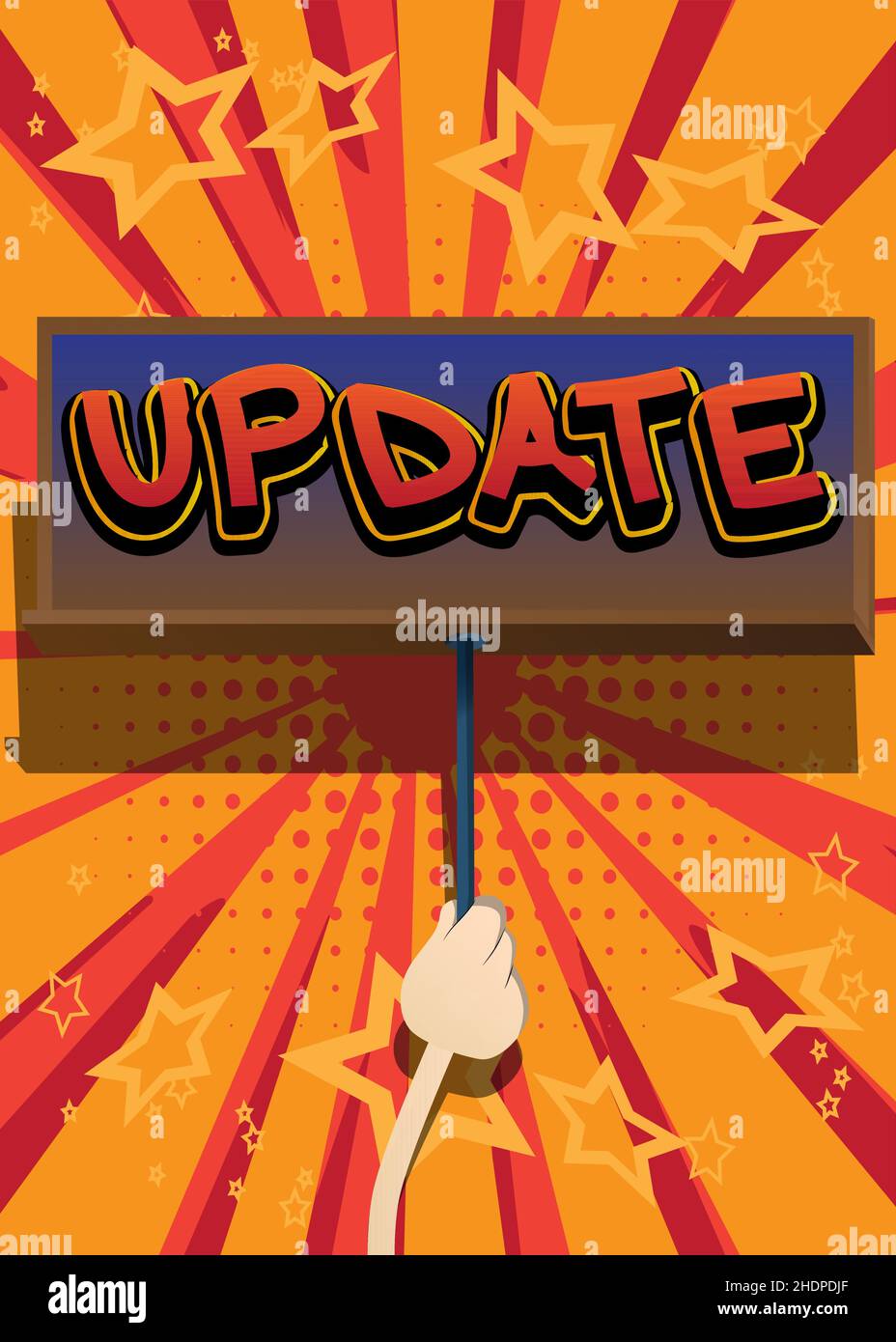 Hand holding banner with Update text. Man showing billboard Stock ...