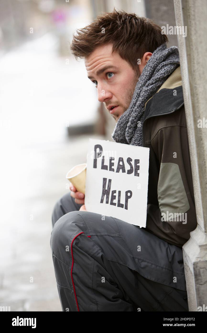 Hand Some Young Man Homeless