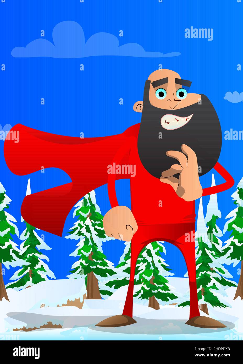 Funny cartoon man dressed as a superhero showing ok sign. Vector ...