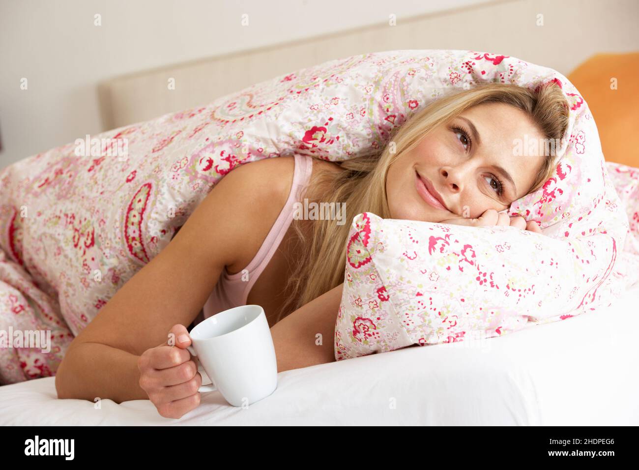 young woman, domestic life, dreaming, morning, girl, girls, woman ...