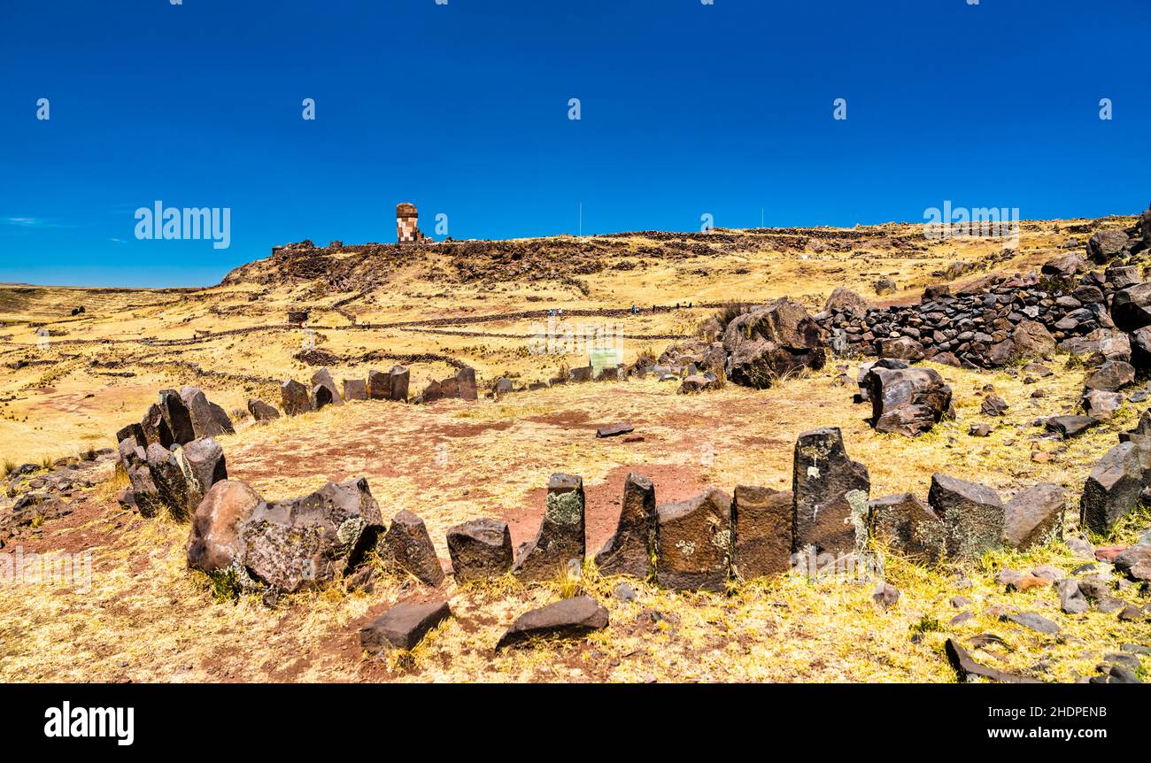 Sillustani, a pre-Incan cemetery near Puno in Peru Stock Photo - Alamy