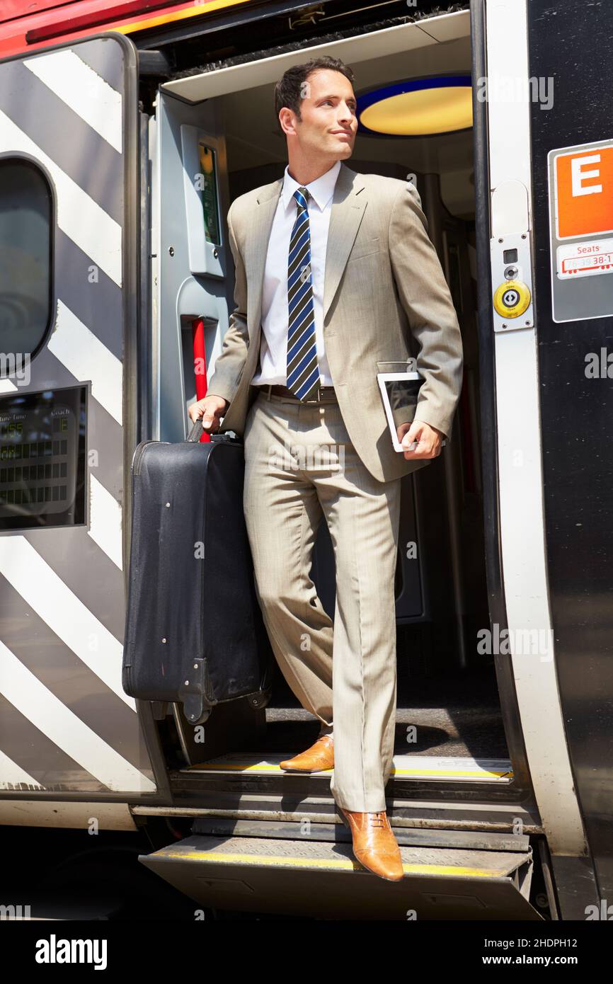 train, getting off, train passenger, trains, disembarkment, getting ...