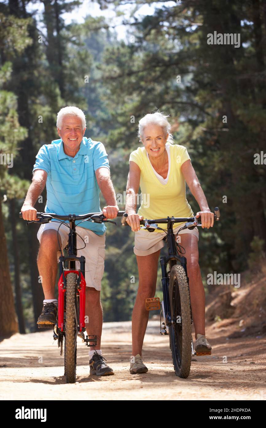 cycling, older couple, older couples Stock Photo - Alamy