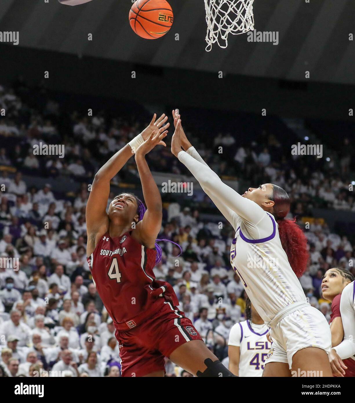 January 6, 2022: South Carolina's Aliyah Boston (4) puts up an off ...