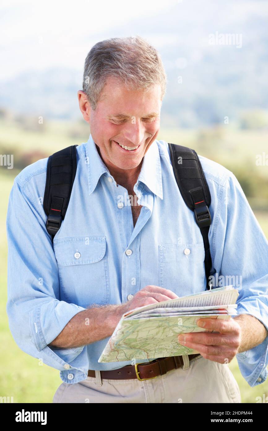 senior, map, hiking, elderly, old, seniors, maps Stock Photo - Alamy