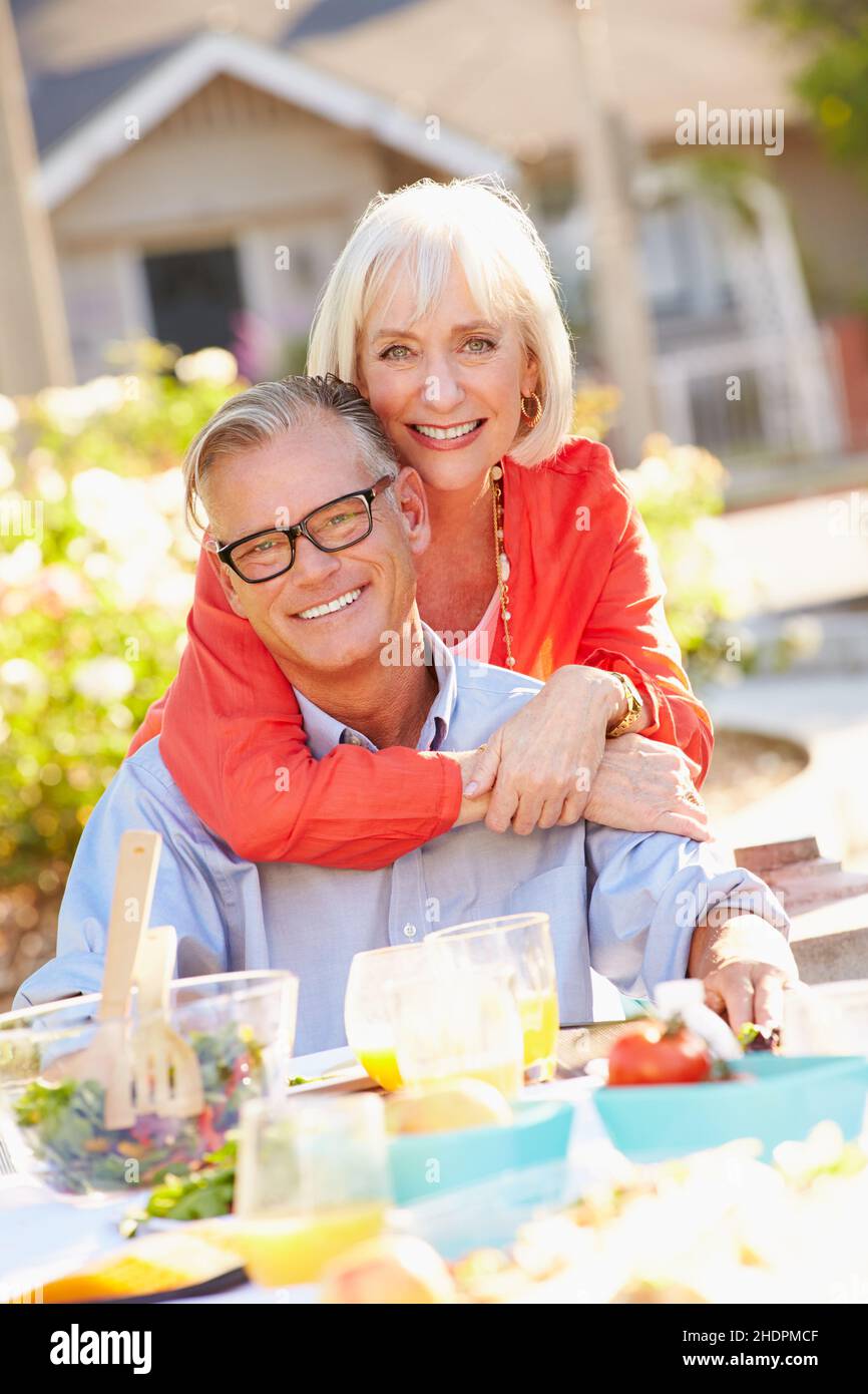 embracing, togetherness, older couple, cuddling, hug, hugging ...