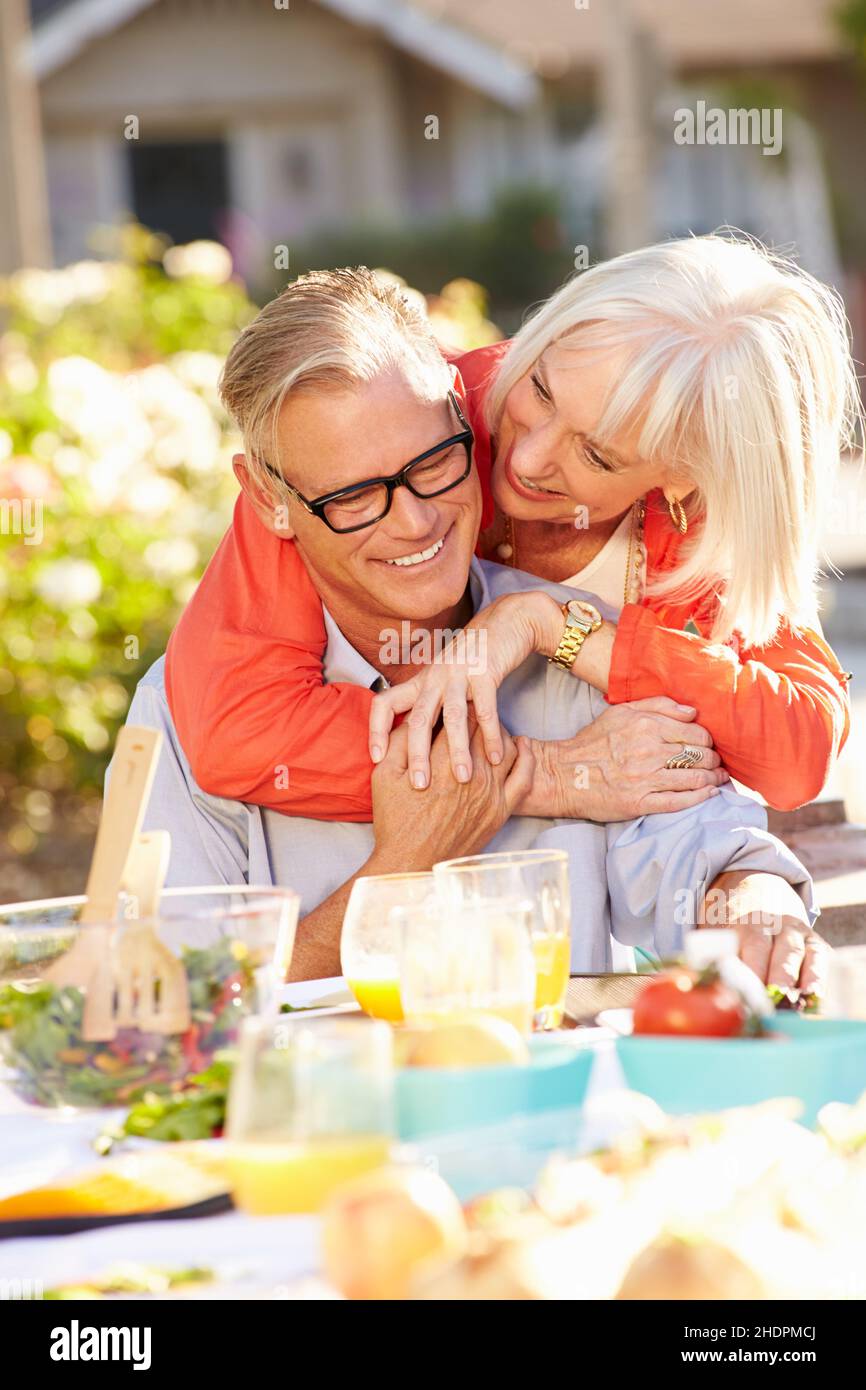 embracing, togetherness, older couple, cuddling, hug, hugging ...
