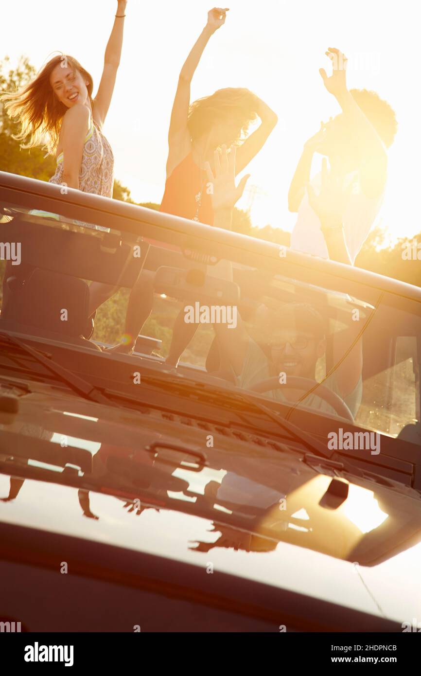 friends, dancing, convertible, friend, convertibles Stock Photo - Alamy
