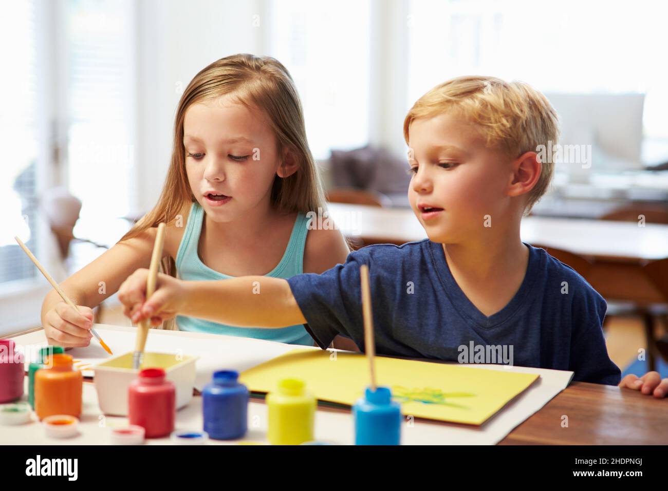 painting, pupils, art lessons, drawing, school childrens Stock Photo ...