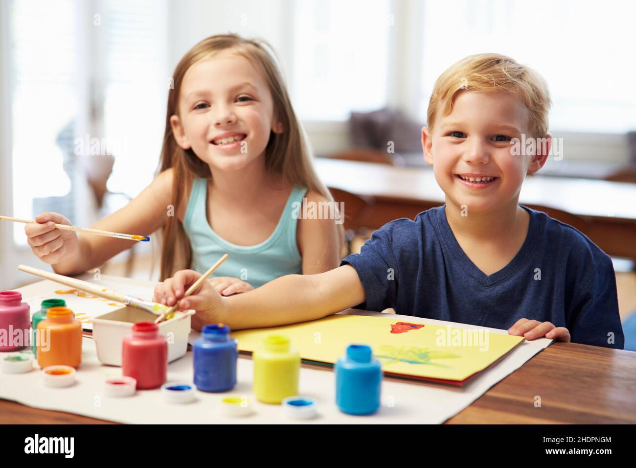 painting, pupils, art lessons, drawing, school childrens Stock Photo ...