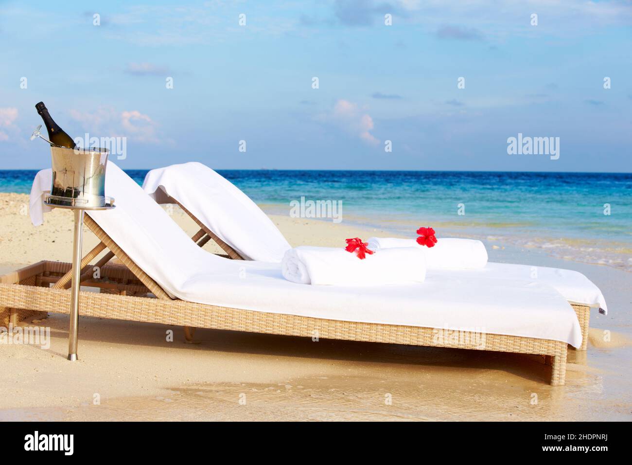 beach, sea, deck chair, beaches, seaside, seas, deck chairs Stock Photo ...