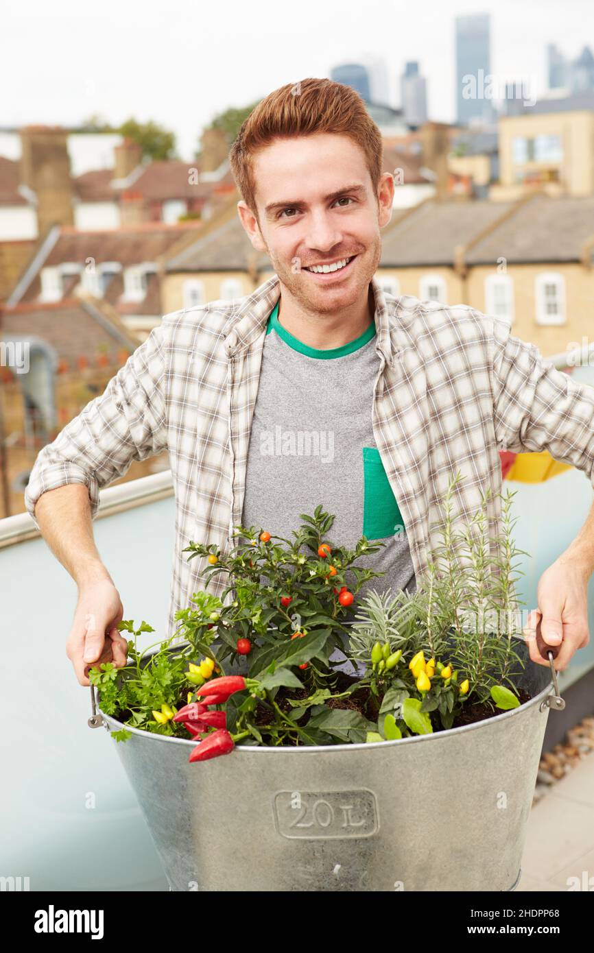 Man planting balcony hi-res stock photography and images - Alamy