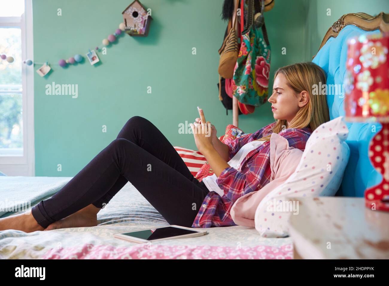 woman, mobile communication, sms, bedroom, smart phone, female, ladies ...