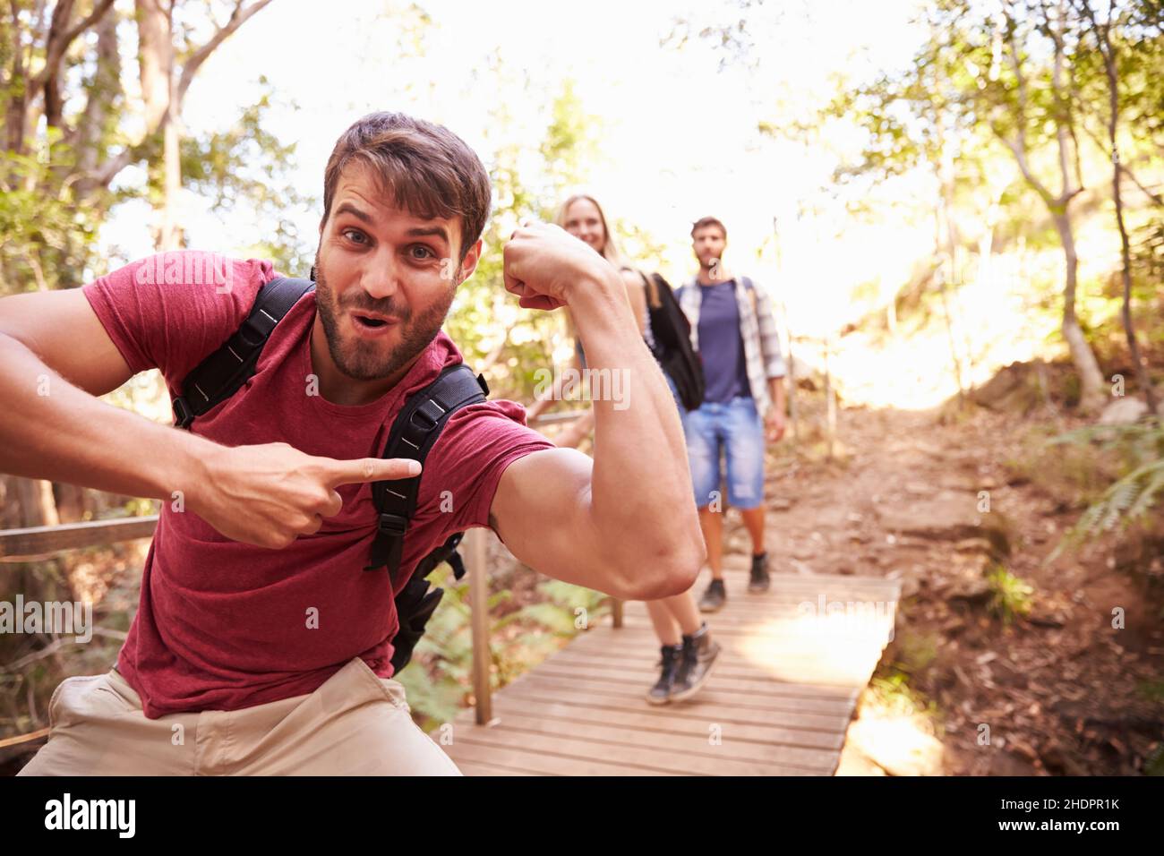young man, hiking, bicep, humor, guy, man, men, young, biceps, fun ...