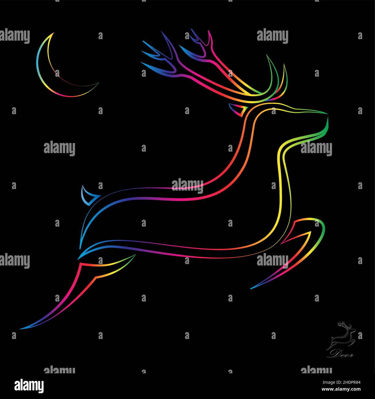 Vector of a deer on black background. Easy editable layered vector ...