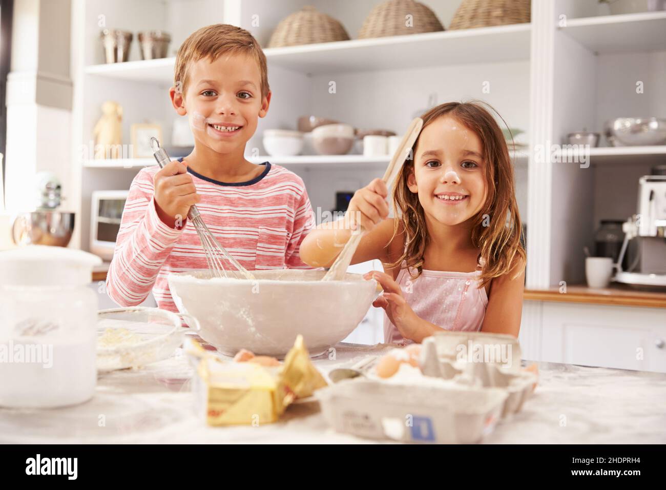 child, baking, siblings, children, childs, kid, kids Stock Photo - Alamy