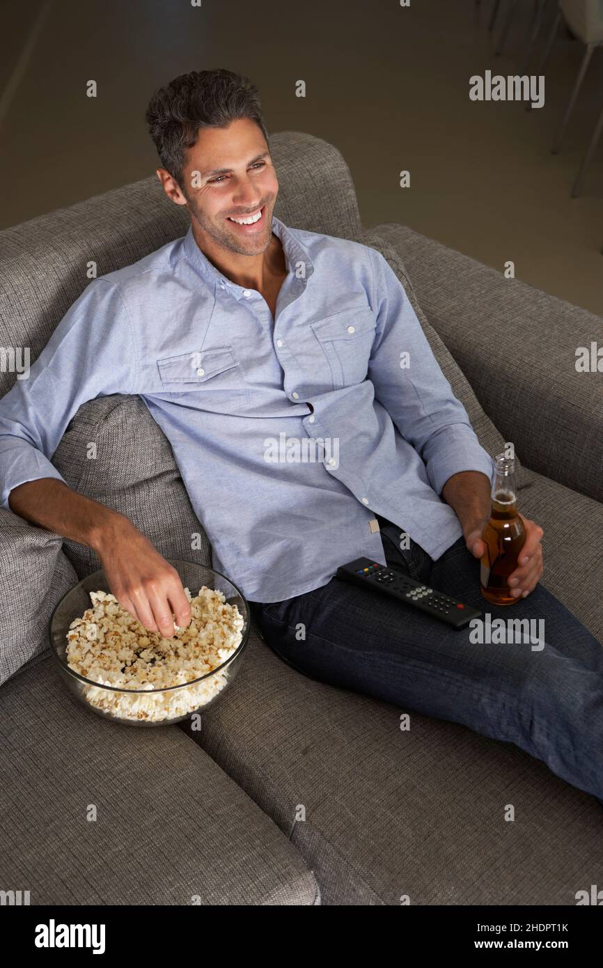 man, leisure & entertainment, watching tv, guy, men, active, activity ...