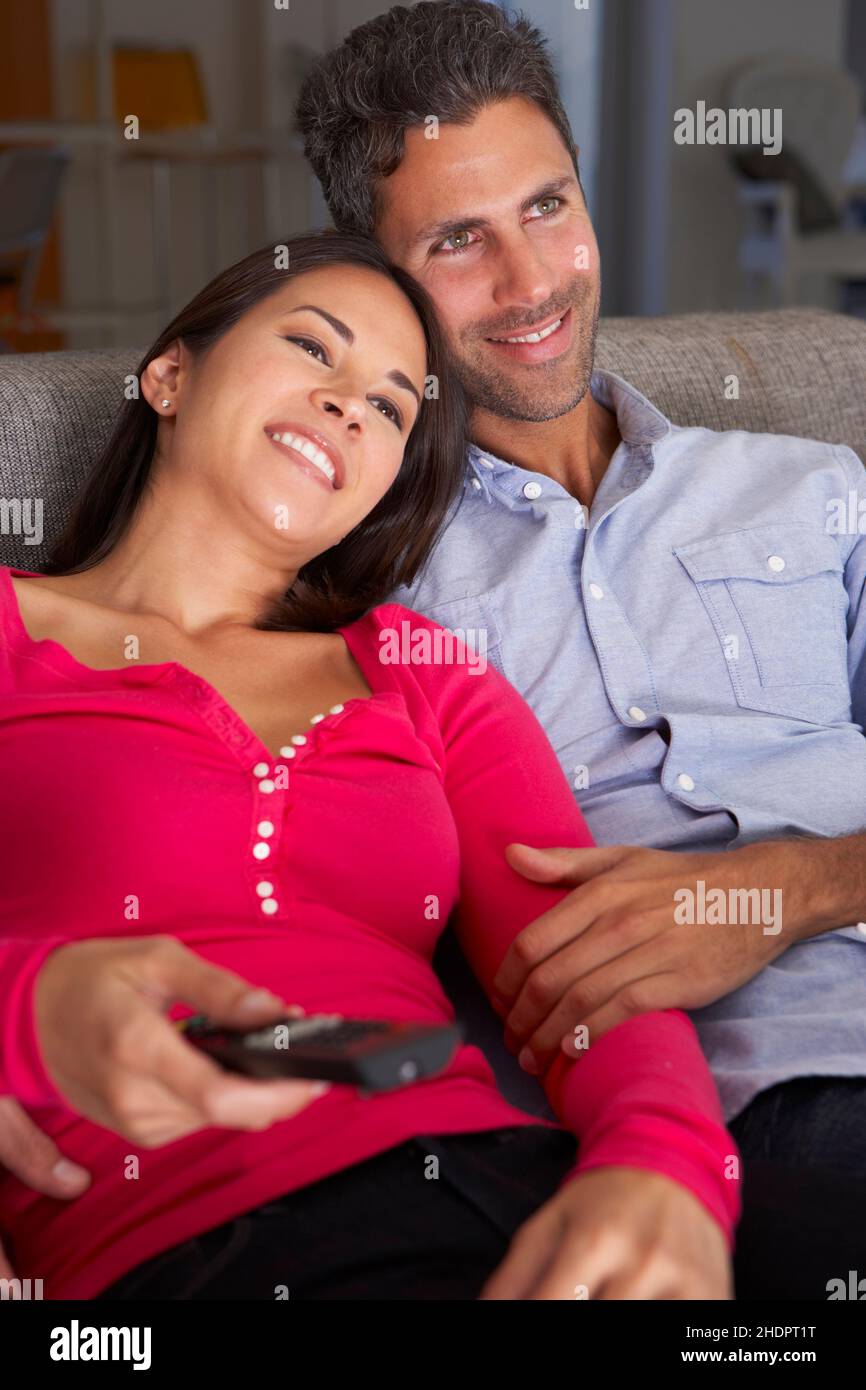 couple, watching tv, tv night, pairs, television, tv, tv nights Stock ...