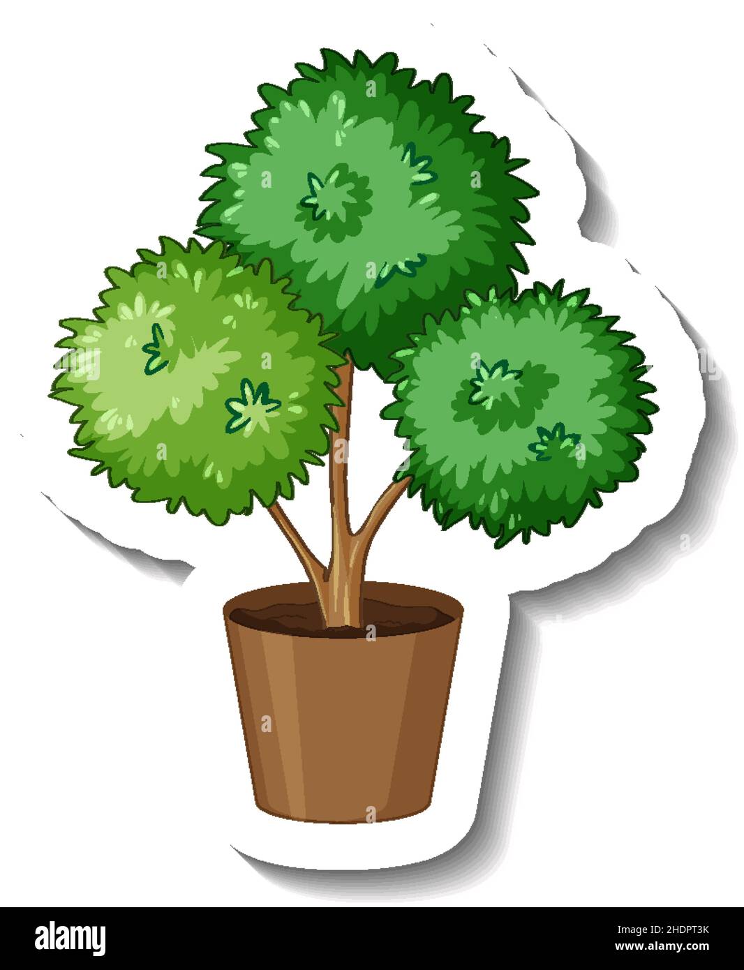 Bush tree in pot in cartoon style illustration Stock Vector Image & Art ...