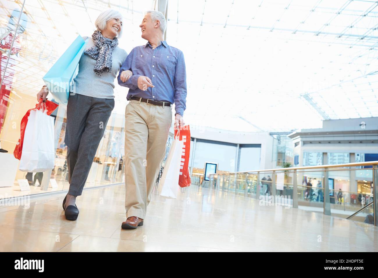 senior, couple, purchase & shopping, shopping mall, elderly, old ...