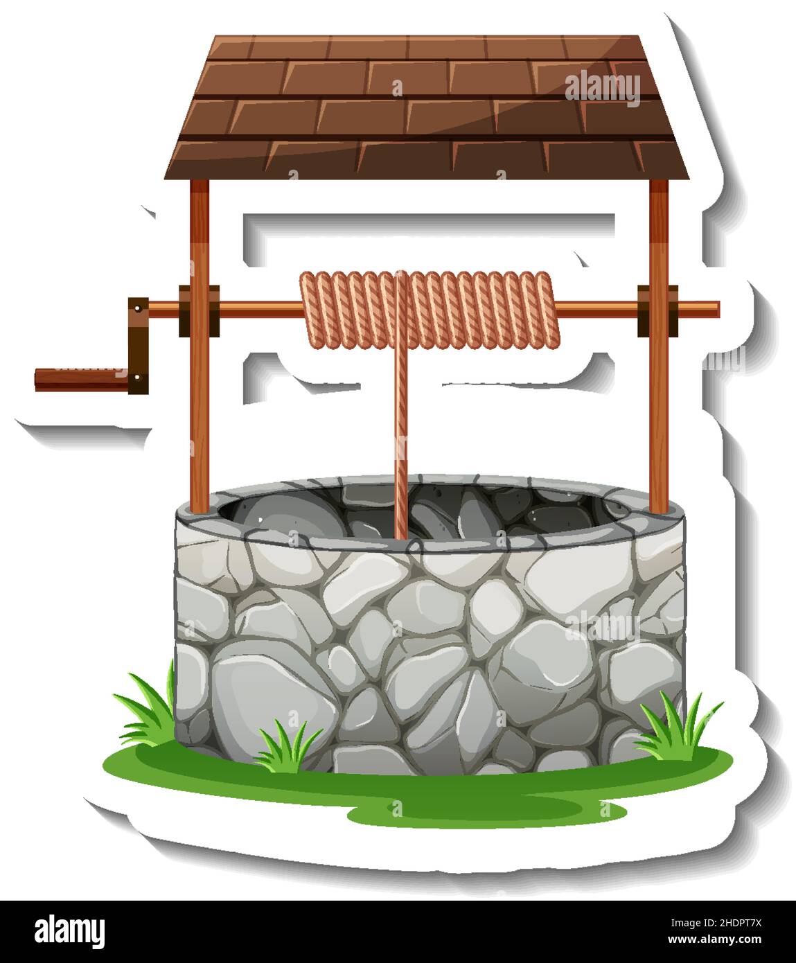 Isolated stone well in cartoon style illustration Stock Vector Image ...